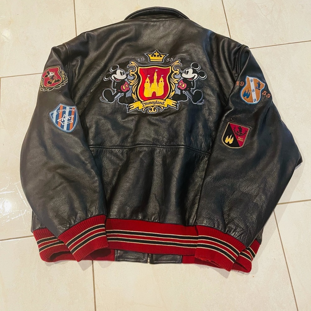 Vintage 1955 Disney Leather Bomber Jacket Sz 2x - Gem